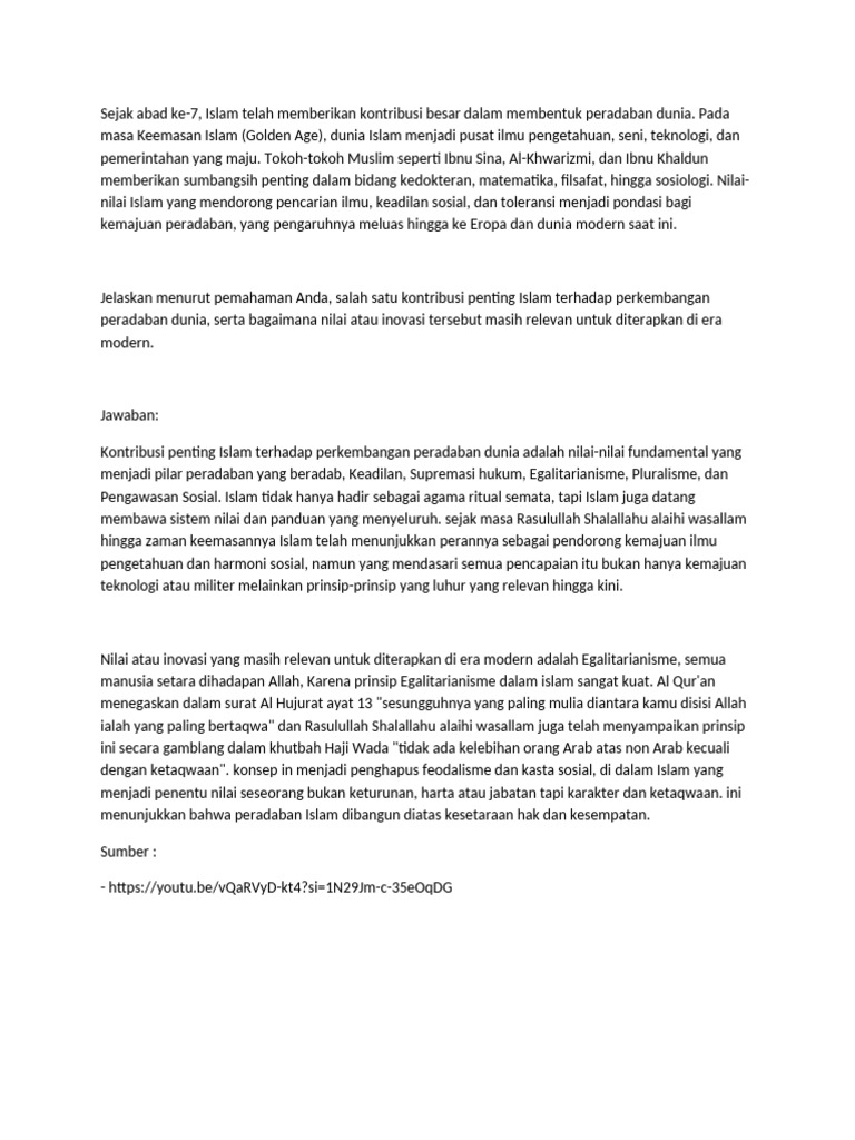 Kontribusi Islam dalam Peradaban Global | PDF