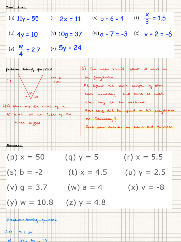 Solving Equations (One and Two Step) | PDF