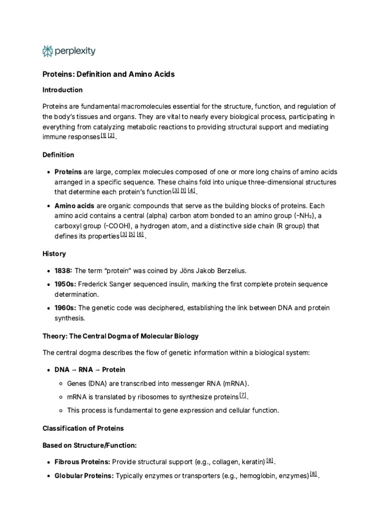 Proteins - Definition and Amino Acids | PDF | Proteins | Metabolic Pathway