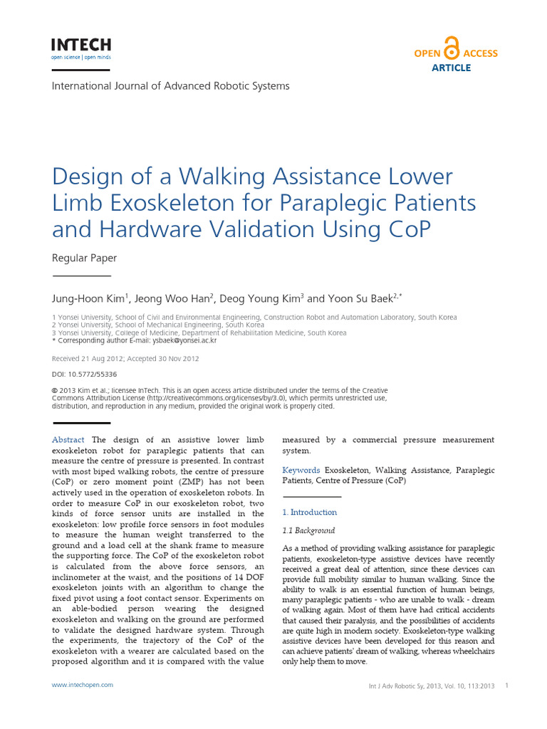 Design of A Walking Assistance Lower Limb Exoskele | PDF | Digital ...