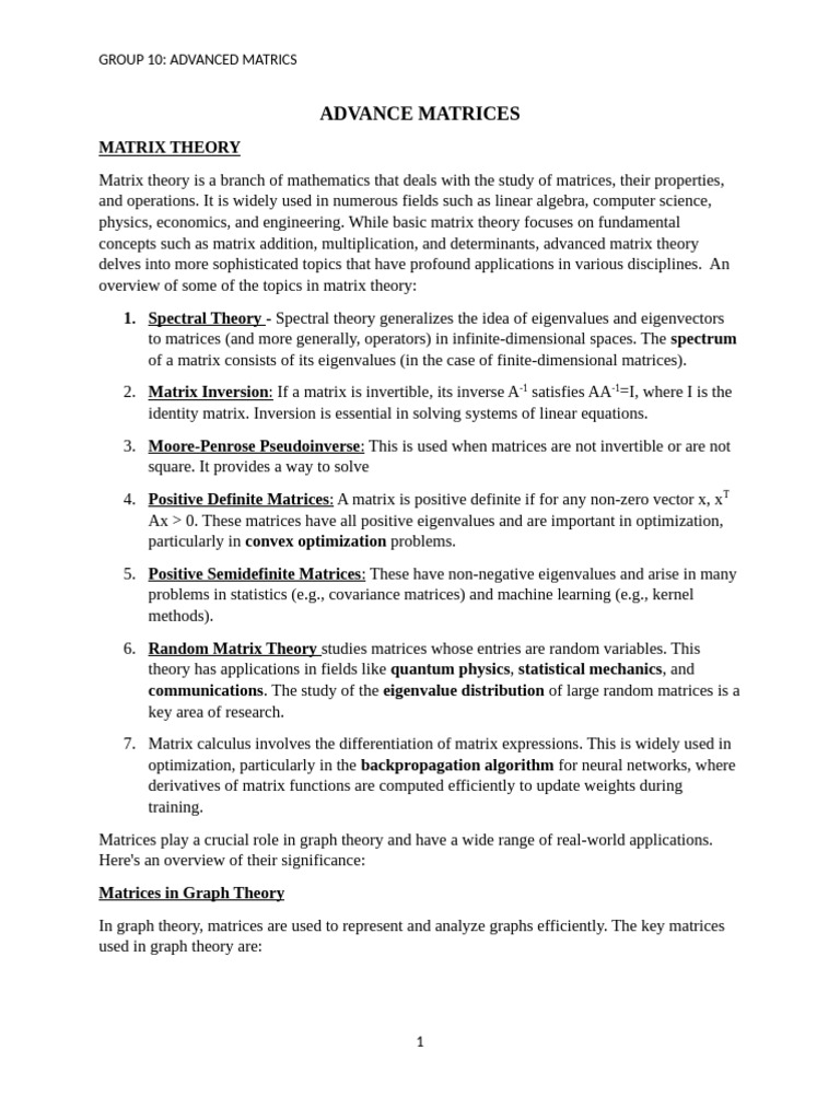 Advance Matrices - GRP 10 | PDF | Matrix (Mathematics) | Eigenvalues ...