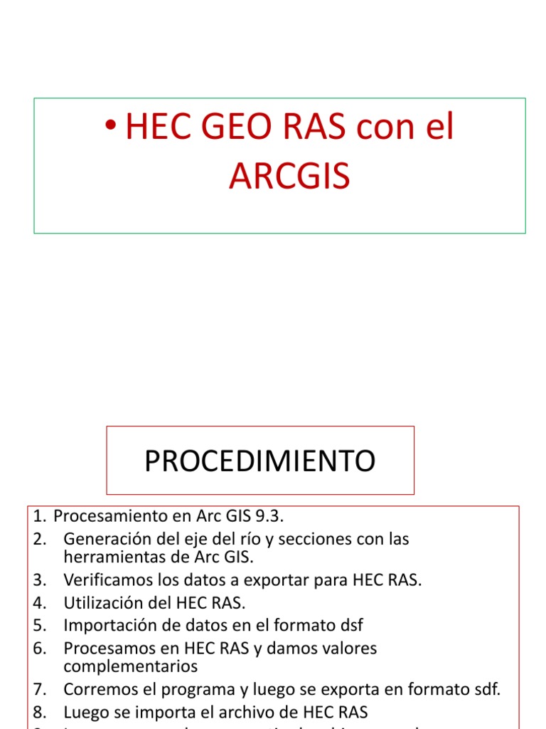 Procedimiento HEC RAS con ArcGIS 9.3 | PDF