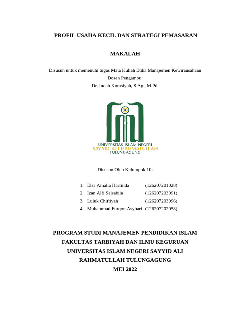 Profil Usaha Kecil dan Strategi Pemasaran | PDF