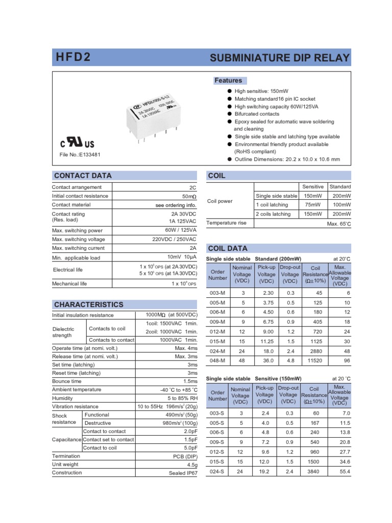 HFD2 | PDF | Relay | Electric Power