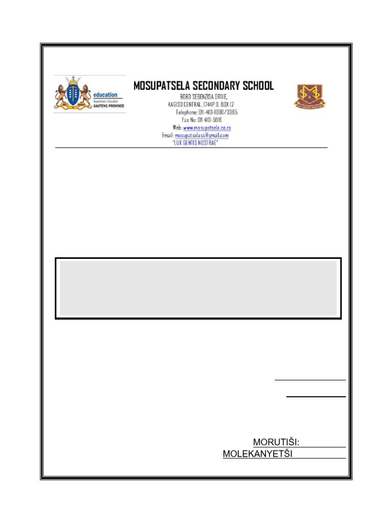 Grade 9 Term 4 Test 2024 | PDF