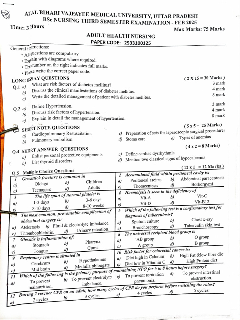 BSC 3rd Semester Question Paper | PDF