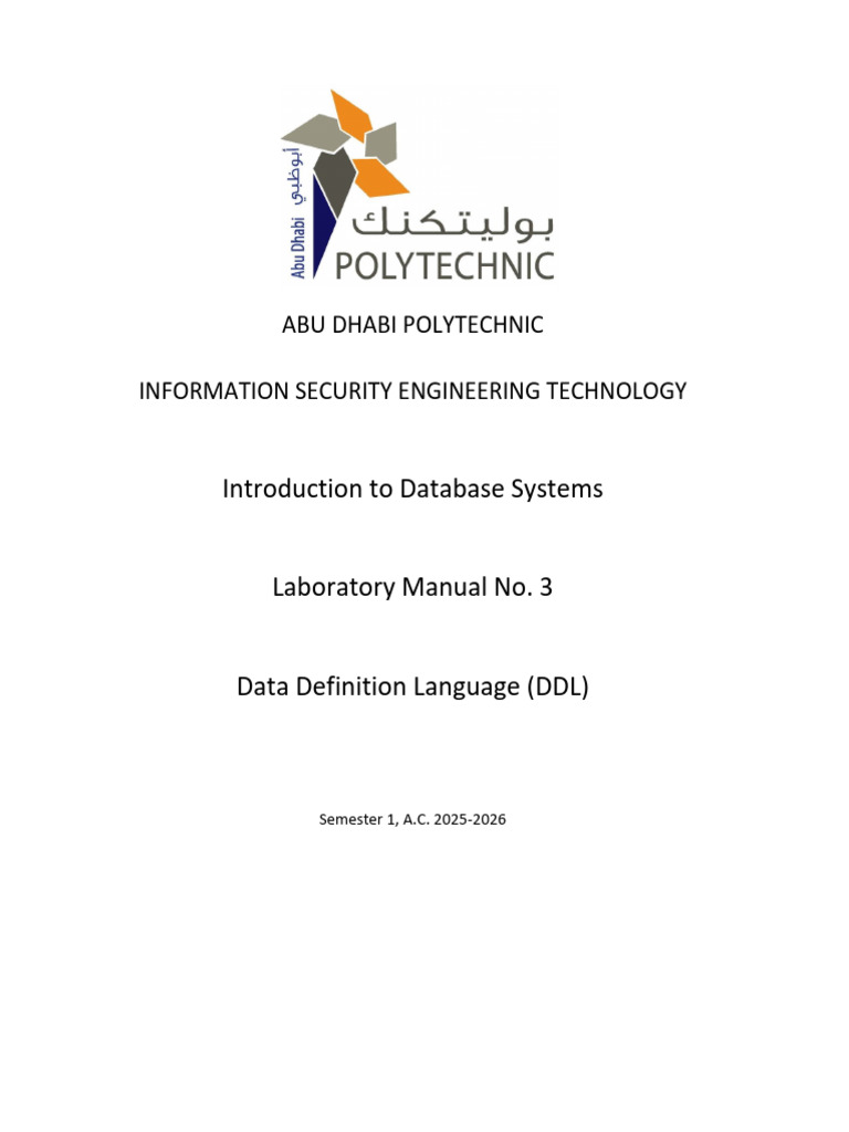 Microsoft Word - ICT-212 Intro To Datab... M - Lab Manual 8 - DDL ...