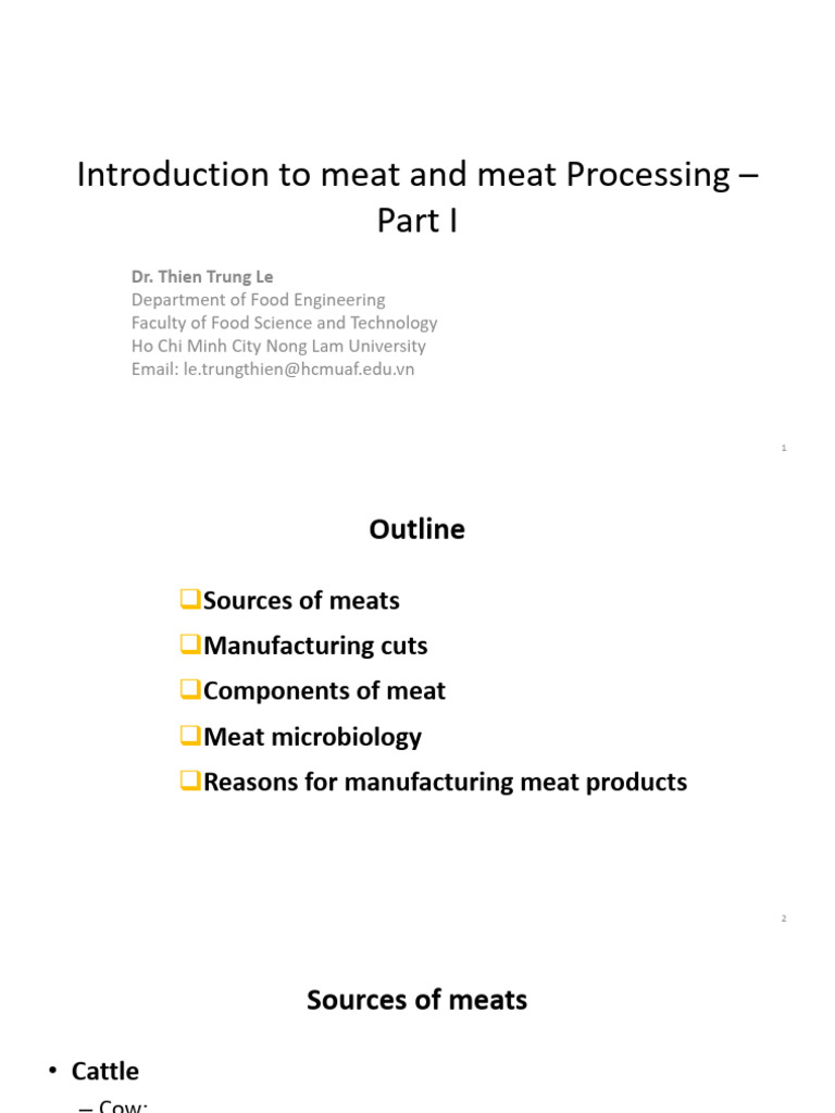Introduction To Meat and Meat Processing - Part 1 | PDF | Meat | Food Preservation