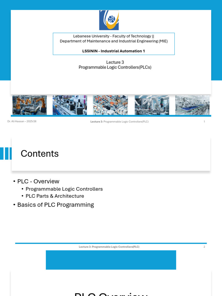 L3. Programmable Logic Controllers (PLC | PDF | Programmable Logic Controller | Computer Data ...