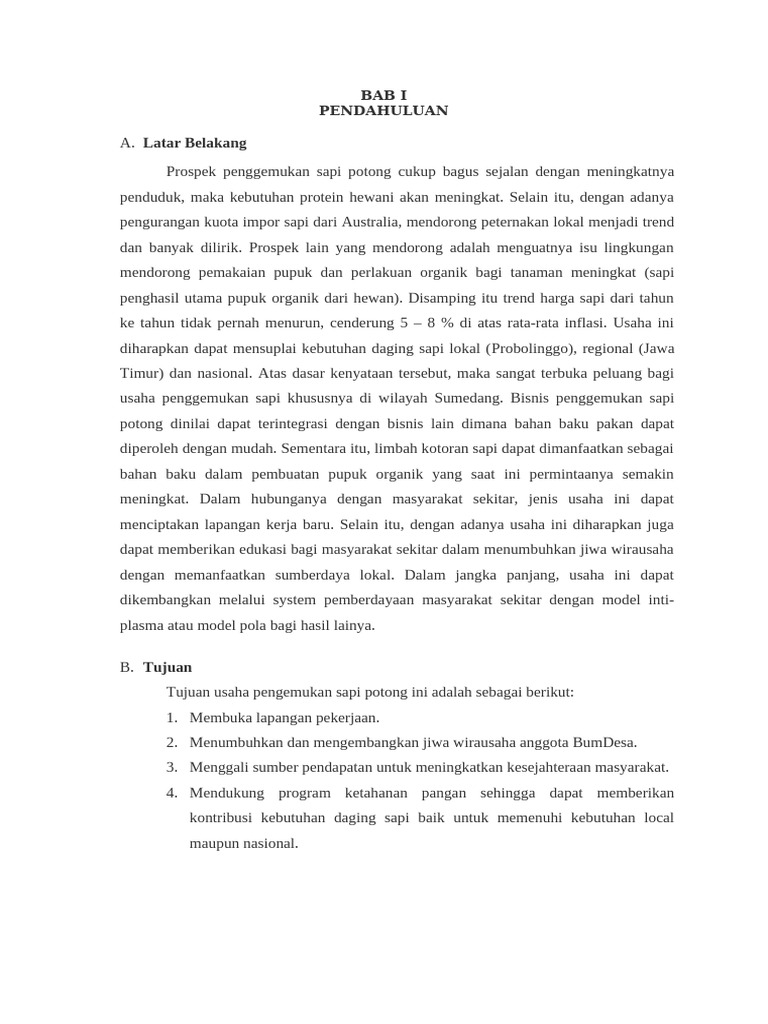Contoh Proposal Usaha Penggemukan Sapi Potong | PDF