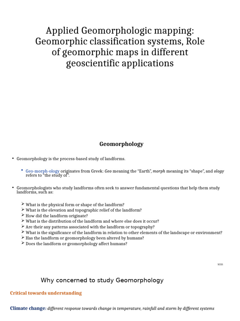 Applied Geomorphology Mapping Guide | PDF | Geomorphology | Glacier