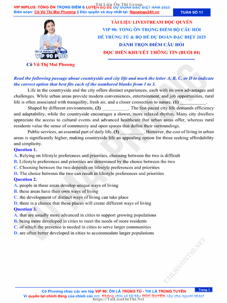 03 Vip 90 Tuan So 11 Ha Guc Bai Doc Dien Khuyet Thong Tin Buoi 4 | PDF