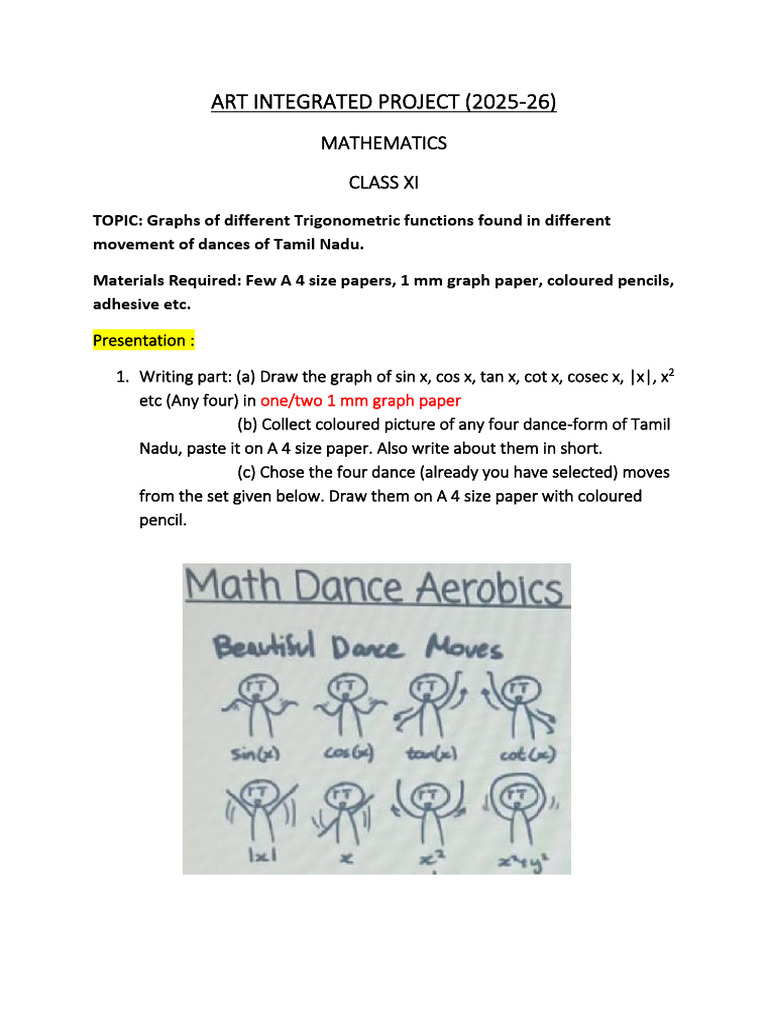 Mathematics Art-Integrated Project For Class 11 (2025-26) | PDF