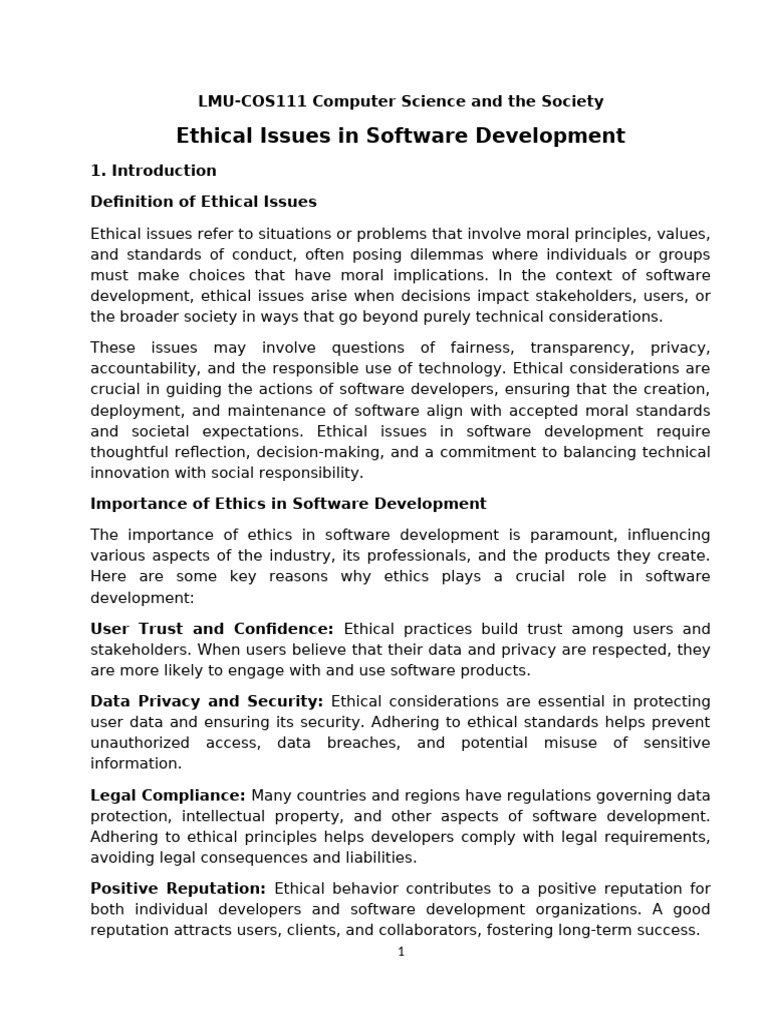 Ethical Issues in Software Development | PDF | Computer Security | Security