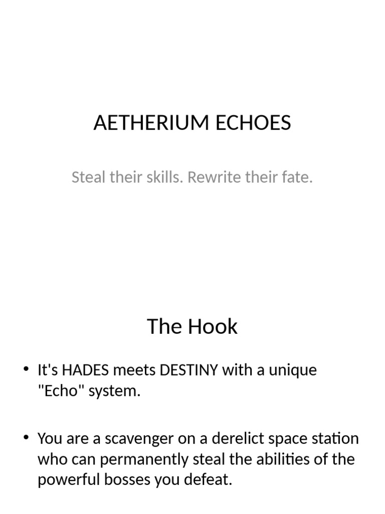 Aetherium Echoes: Sci-Fi Roguelite Game | PDF