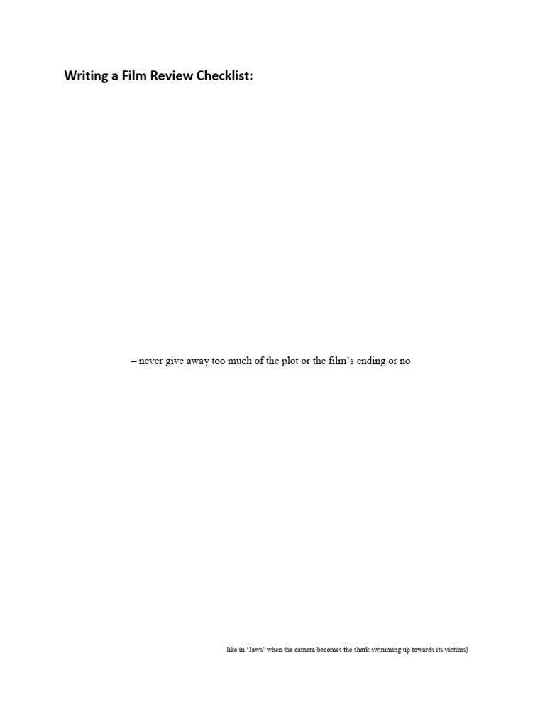 Film Review Writing Checklist | PDF