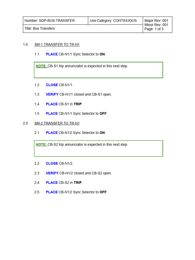Sop Bus Transfer | PDF
