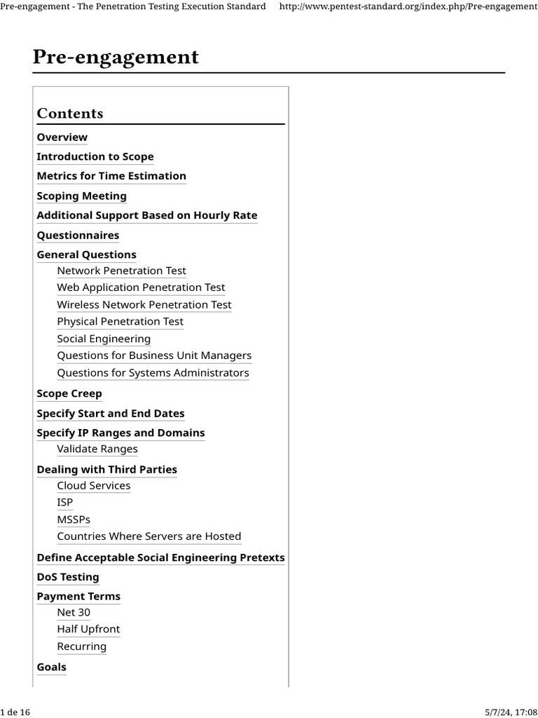 Pre-engagement in Penetration Testing | PDF | Security | Computer Security