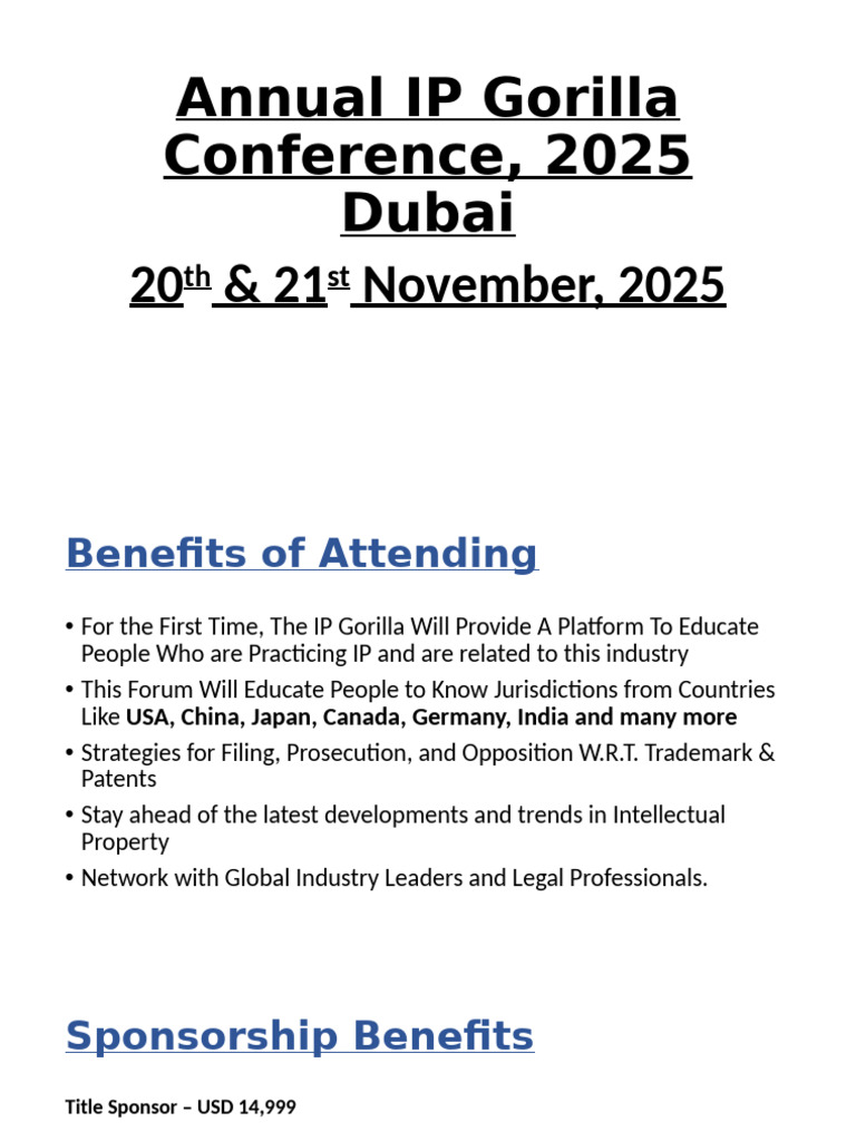 IP Gorilla Conference 2025 Overview | PDF