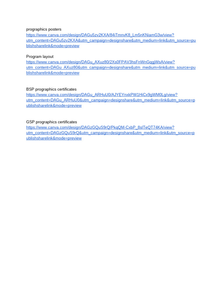 BSP GSP Canva Links | PDF