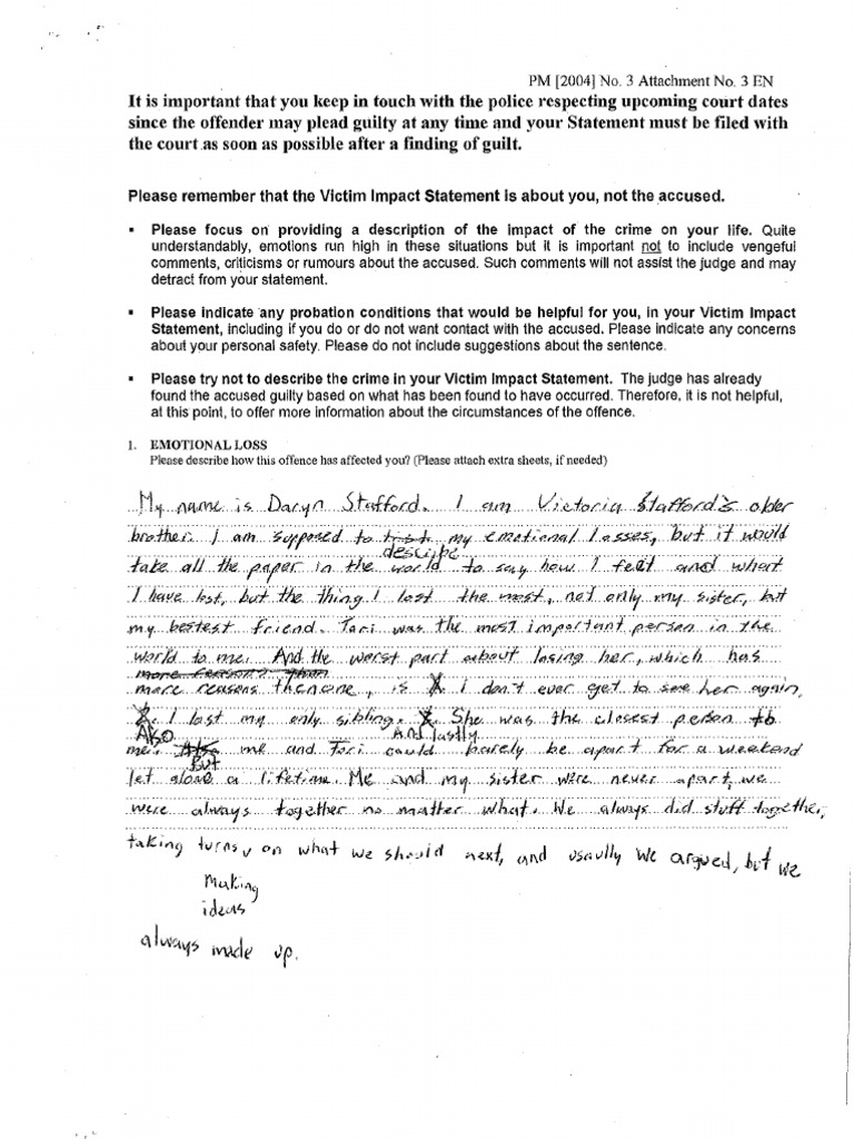 Victim Impact Statement Guidelines | PDF | Crime & Violence | Crime ...