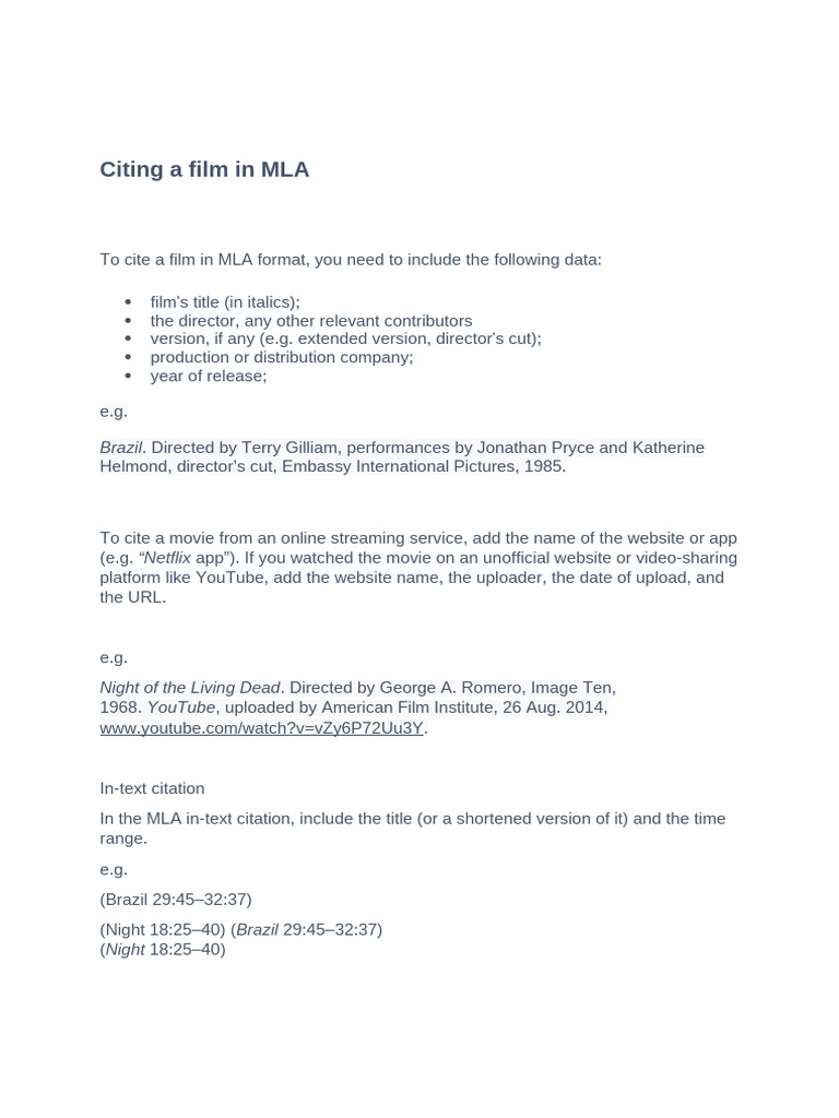 Citing Films in MLA Format | PDF