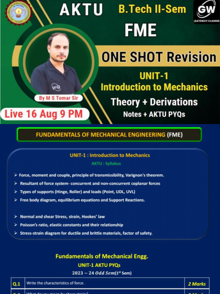New Fme U-1 One Shot Revision Notes | PDF