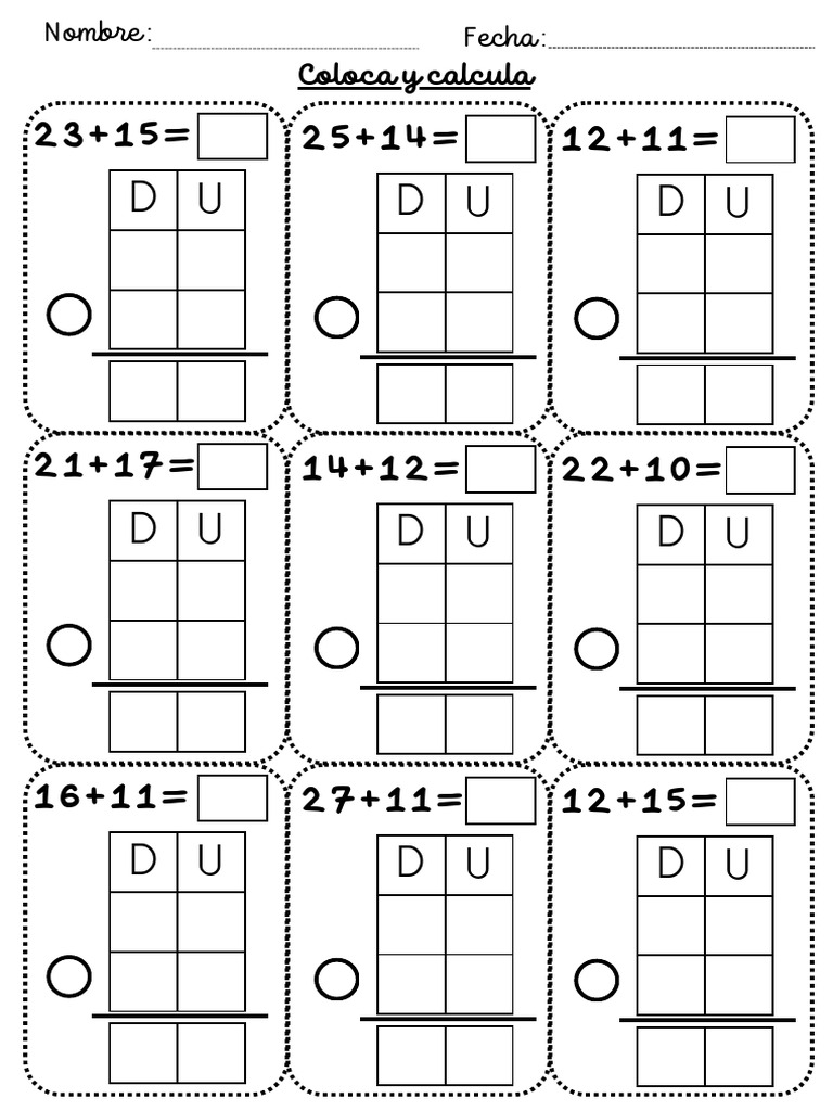 Sumas de Dos Cifras | PDF