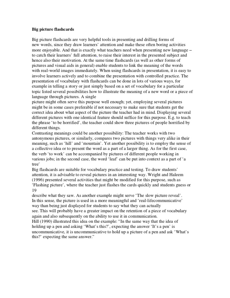 Big Picture Flashcards | PDF | Flashcard | Vocabulary