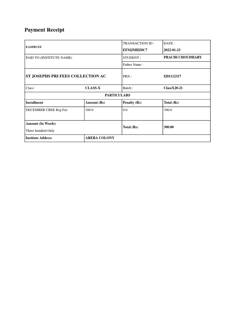 Fees Receipt | PDF