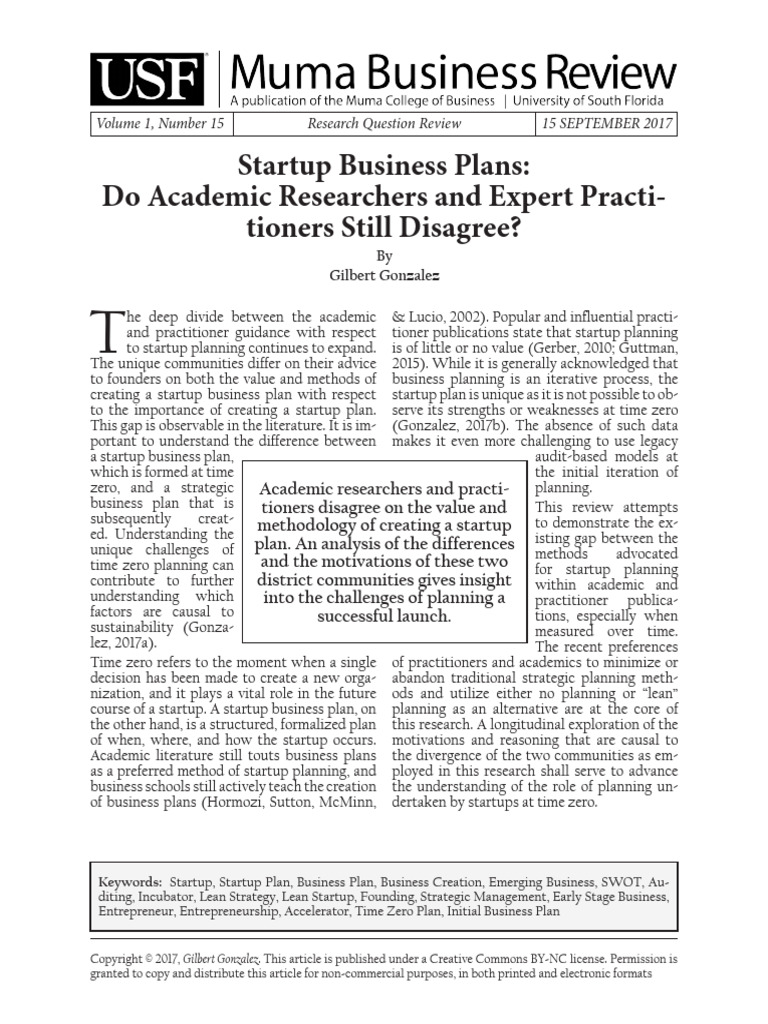 Startup Planning: Academic vs. Practitioner Insights | PDF | Startup ...