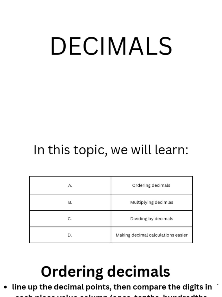Decimals Year 8 | PDF