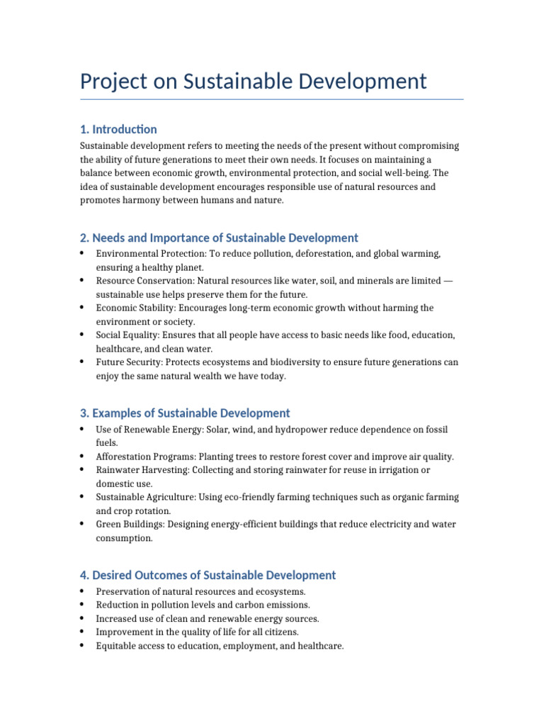 Class 10 Sustainable Development Project | PDF | Sustainability ...