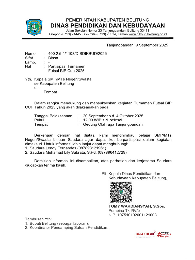Partisipasi Turnamen Futsal BIP Cup 2025 | PDF