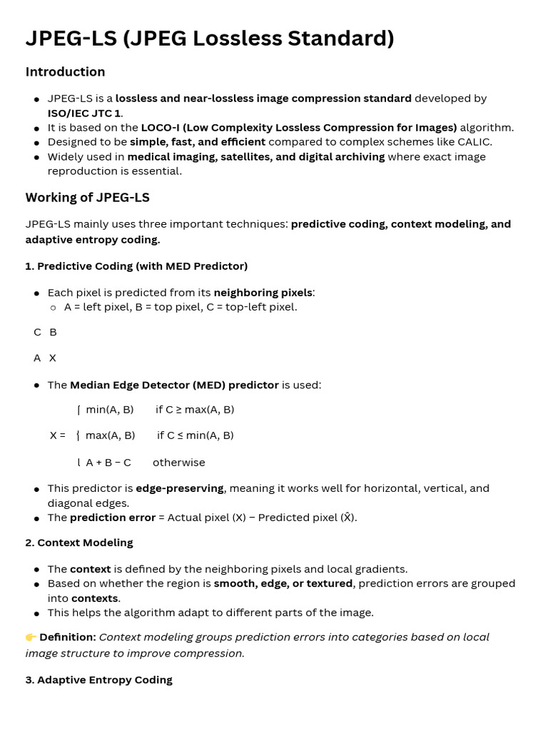 JPEG-LS: Efficient Lossless Compression | PDF | Videotelephony ...
