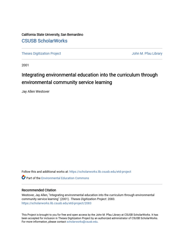 Integrating Environmental Education Into The Curriculum Through e | PDF ...
