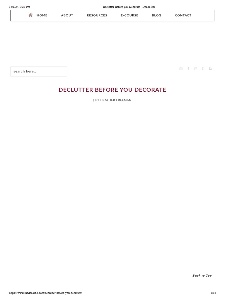 Declutter Before You Decorate - Decor Fix | PDF