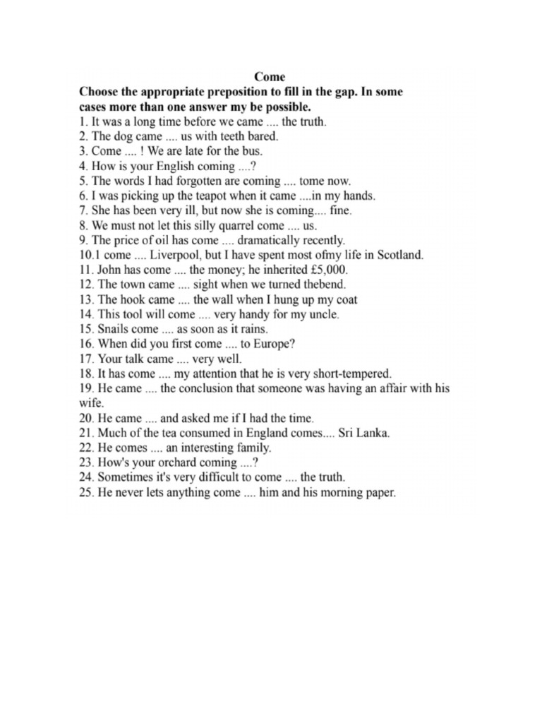 Come Exercises | PDF