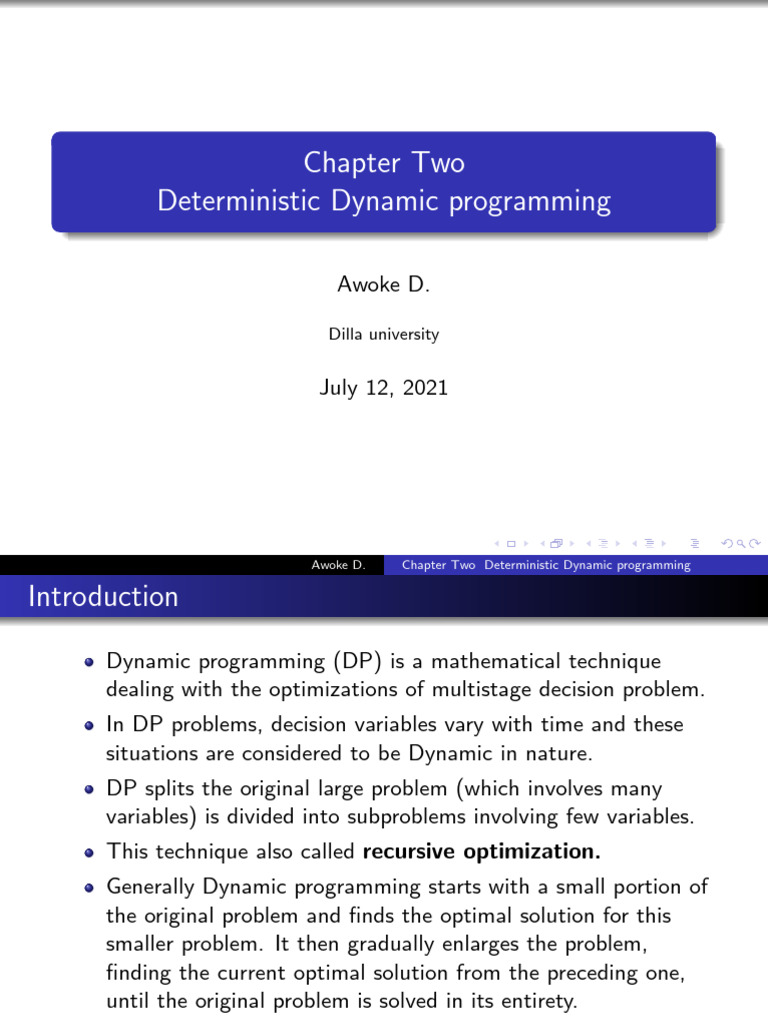 Dynamic PP | PDF | Dynamic Programming | Applied Mathematics