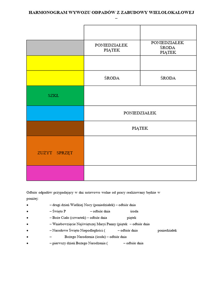 Harmonogram Wielolokalowa II-XII 2025 | PDF