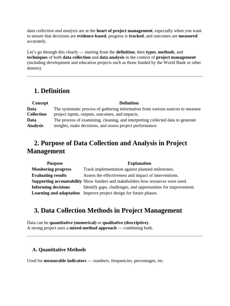 Data Collection in Project Management | PDF | Quantitative Research ...
