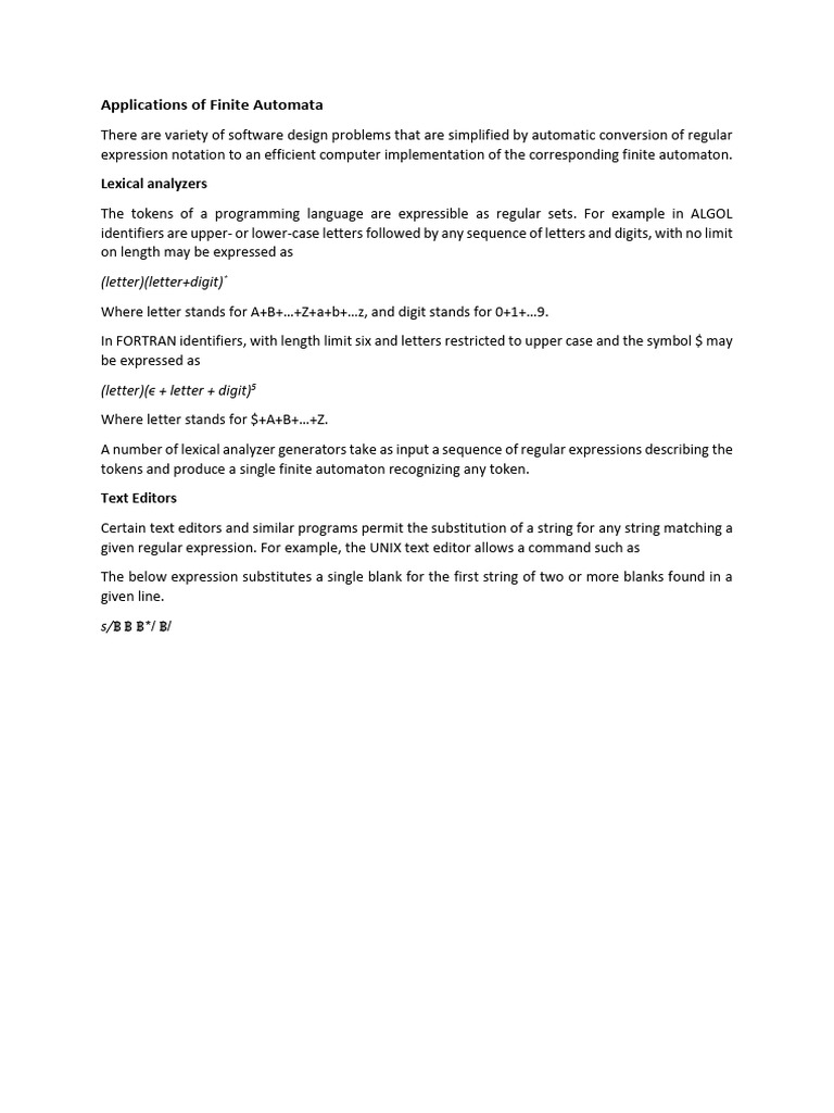 Applications of Finite Automata | PDF