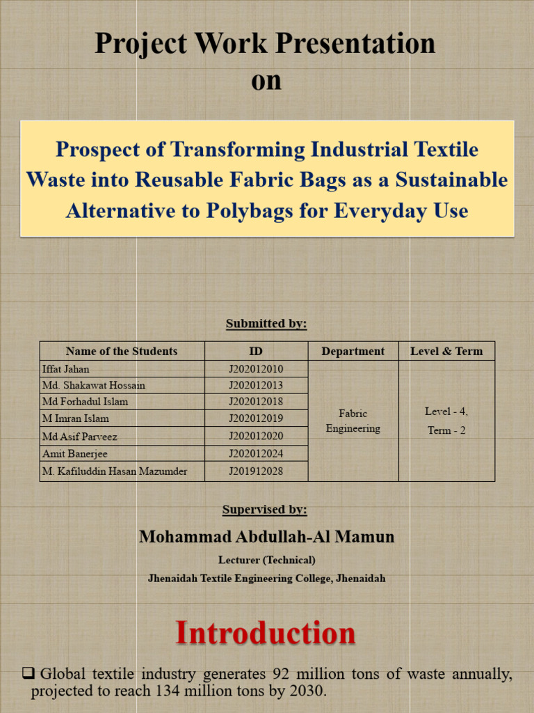 Thesis Presentation (Main File) - 1 | PDF | Textiles | Recycling