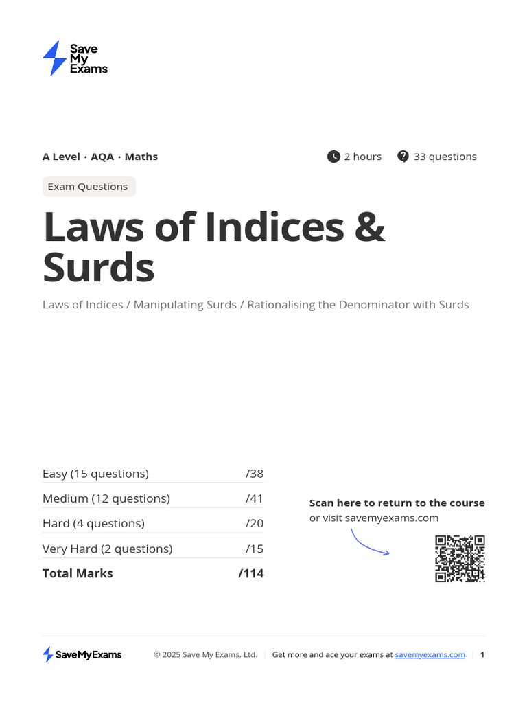 Laws of Indices and Surds ScGTBfrTxdHx2wRF | PDF | Equations | Algebra
