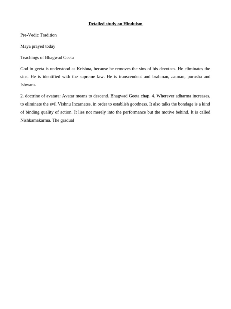 Detailed Study On Hinduism | PDF | Brahman | Vedas