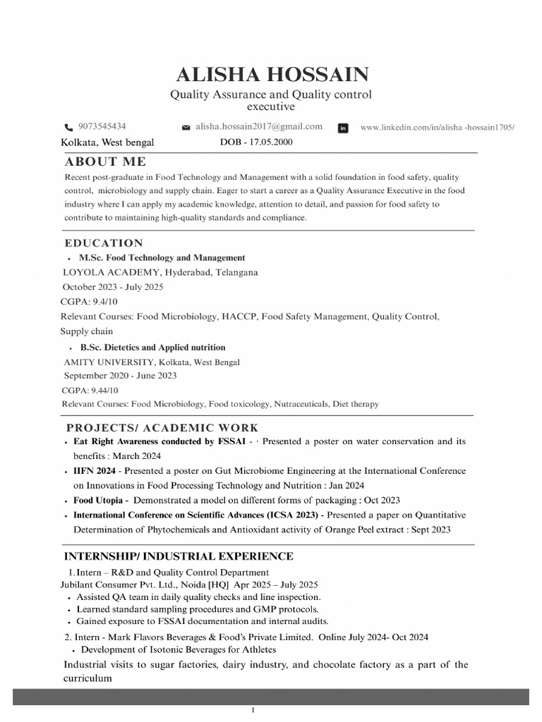 Alisha Hossain Resume | PDF