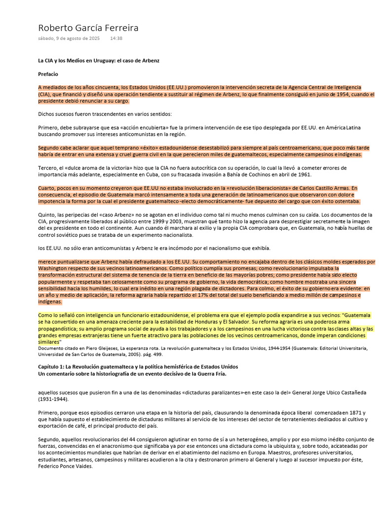 CIA y Arbenz: Intervención en Guatemala | PDF | Guatemala | Agencia ...