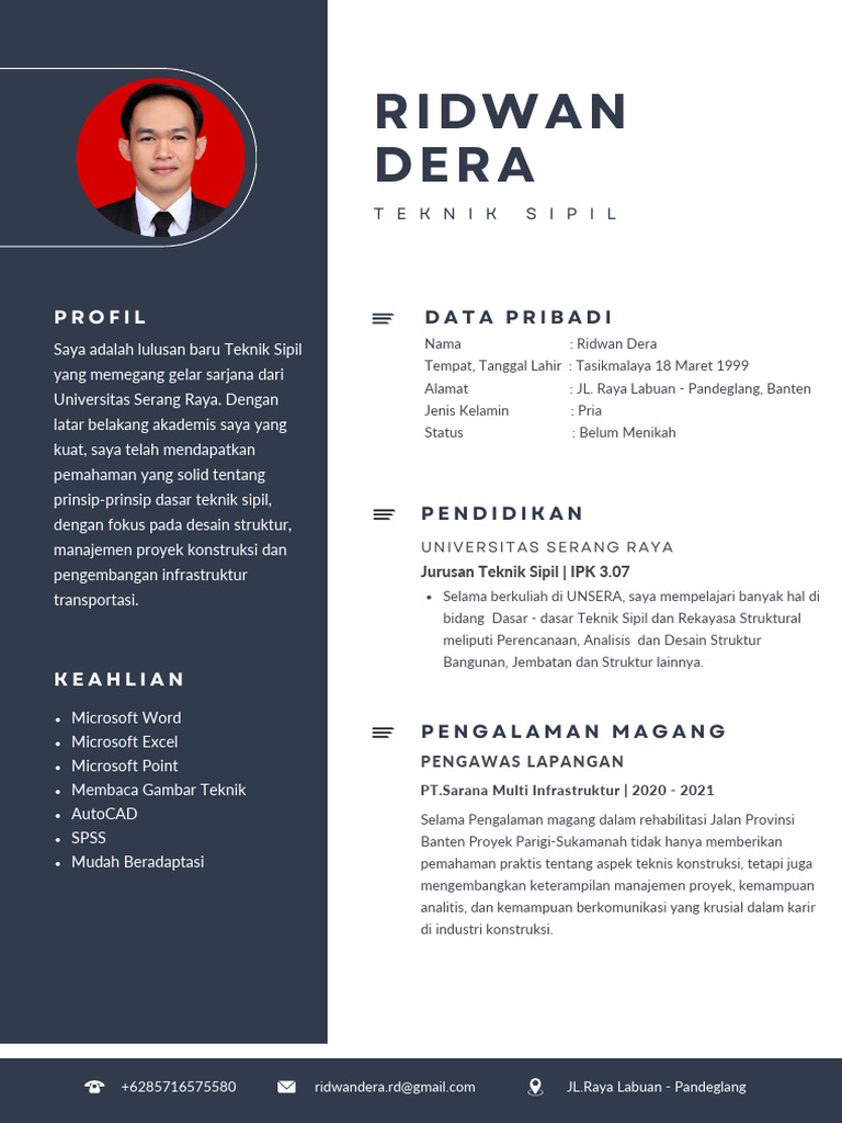 CV Teknik Sipil Ridwan Dera | PDF