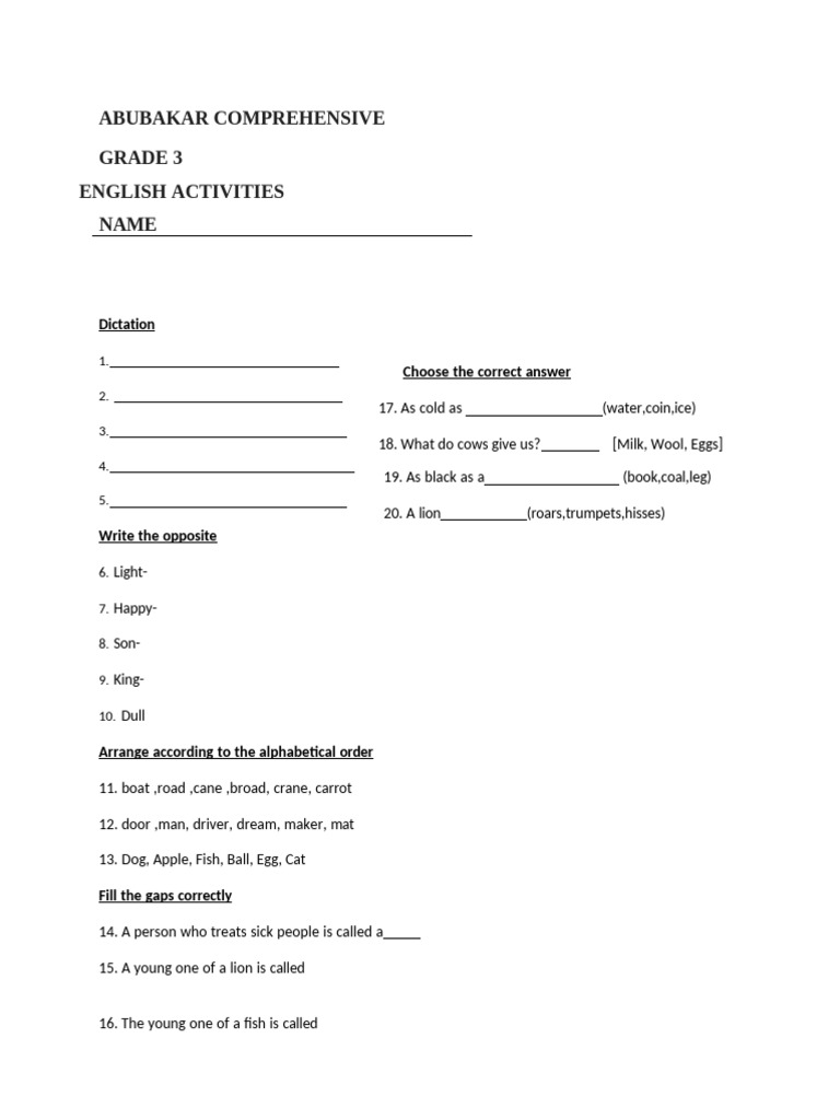 Grade 3 English | PDF
