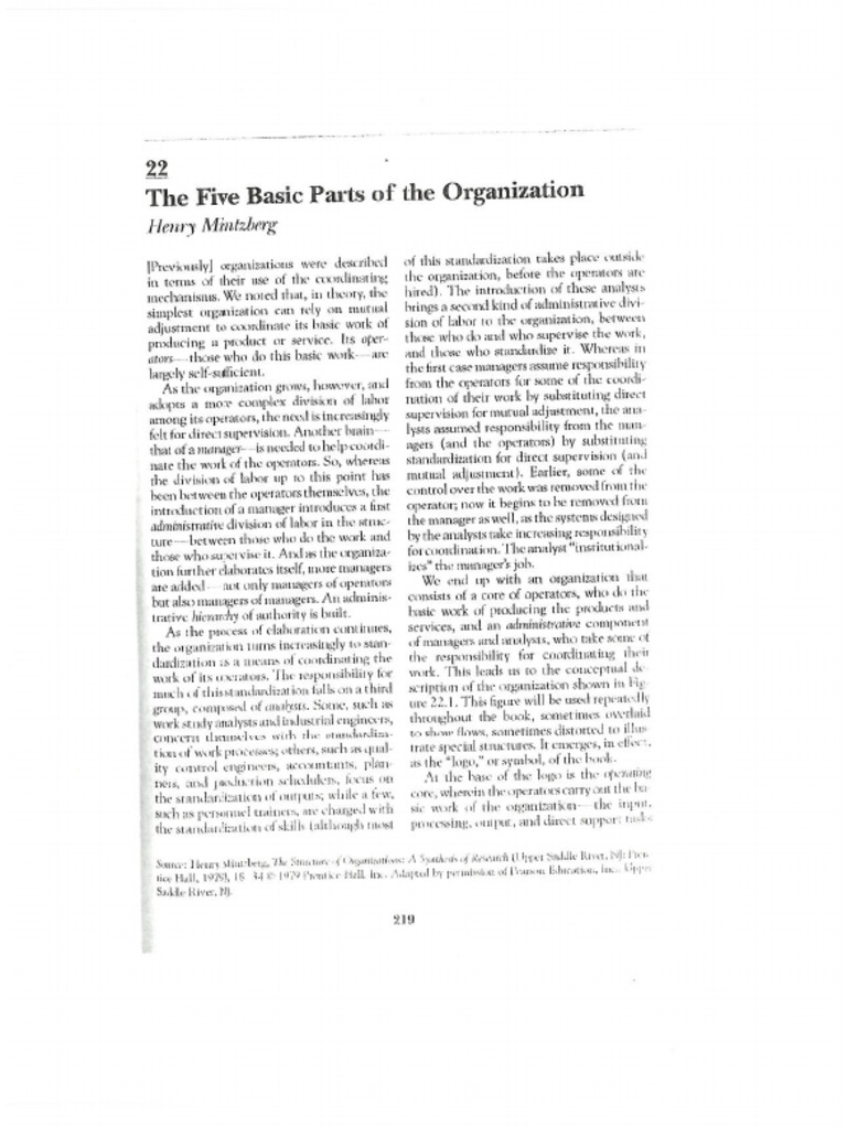 Ma Ob Five Basic Parts of Organization | PDF
